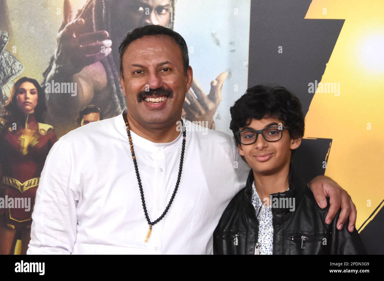 Los Angeles, California, USA 14th March 2023 Actor Rizwan Manji and son ...