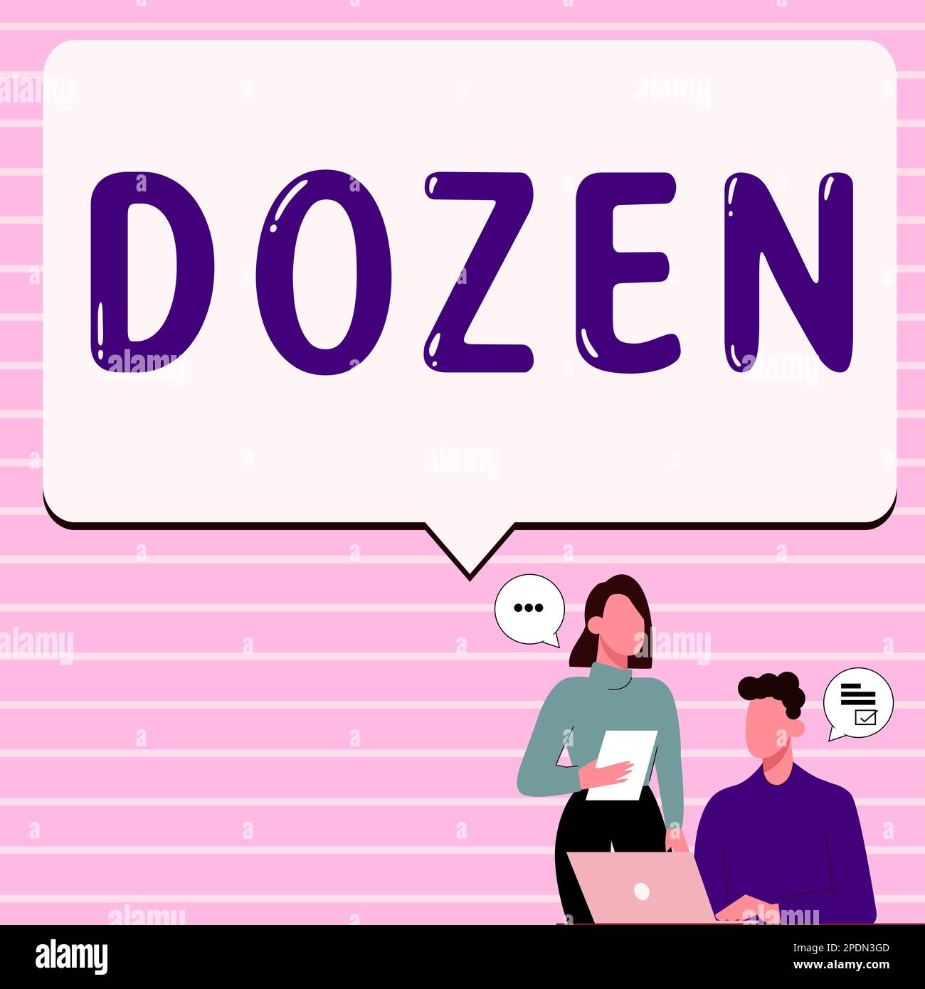 Hand writing sign Dozen. Concept meaning group or set of twelve product ...