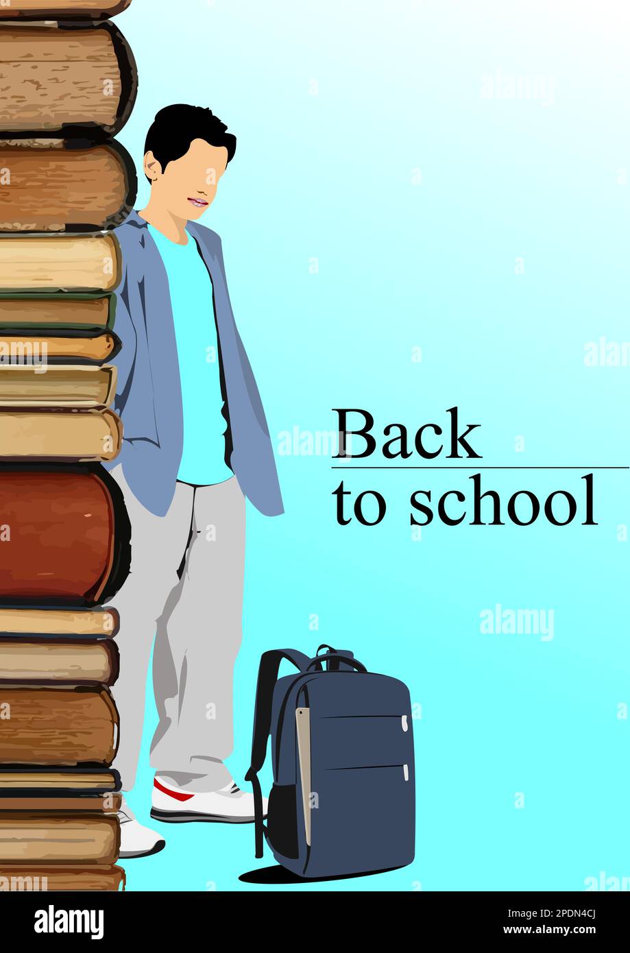 School boy on abstract background. Back to school . Vector 3d ...