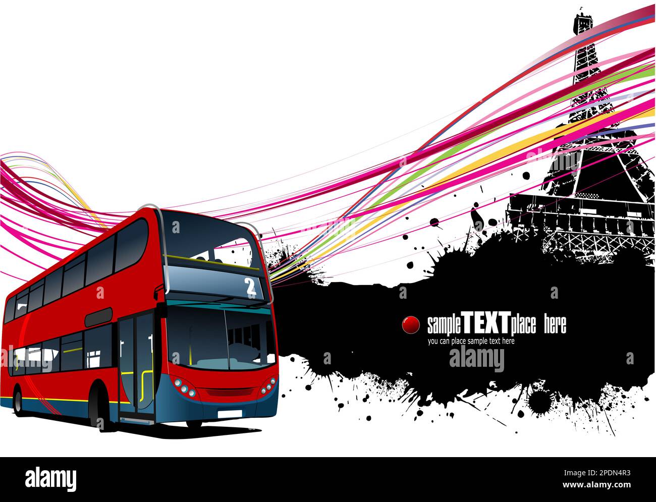 Tourist bus with Paris image background. Vector 3d illustration Stock ...