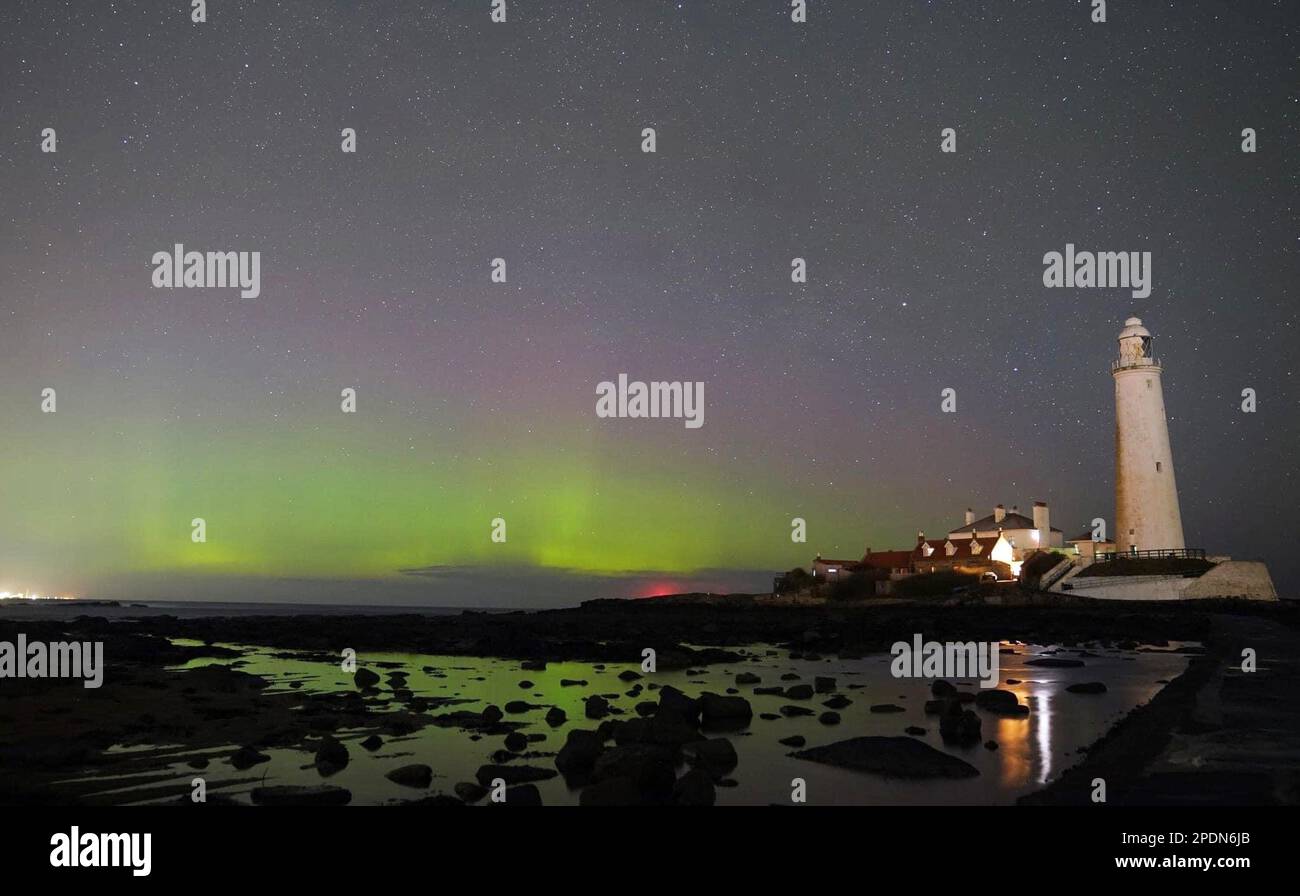 The aurora borealis, also known as the northern lights, glow on the ...