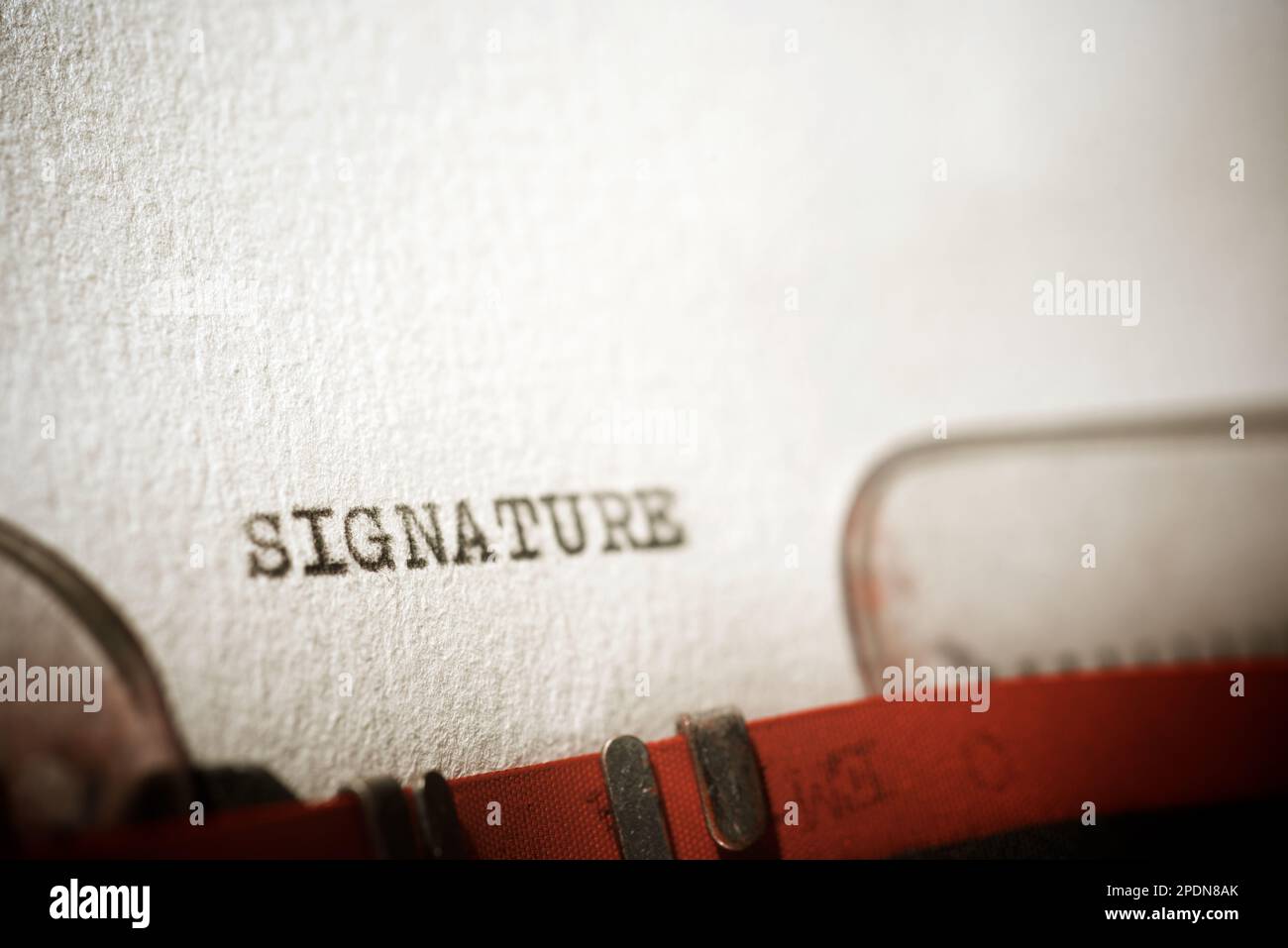 Signature word written with a typewriter Stock Photo - Alamy