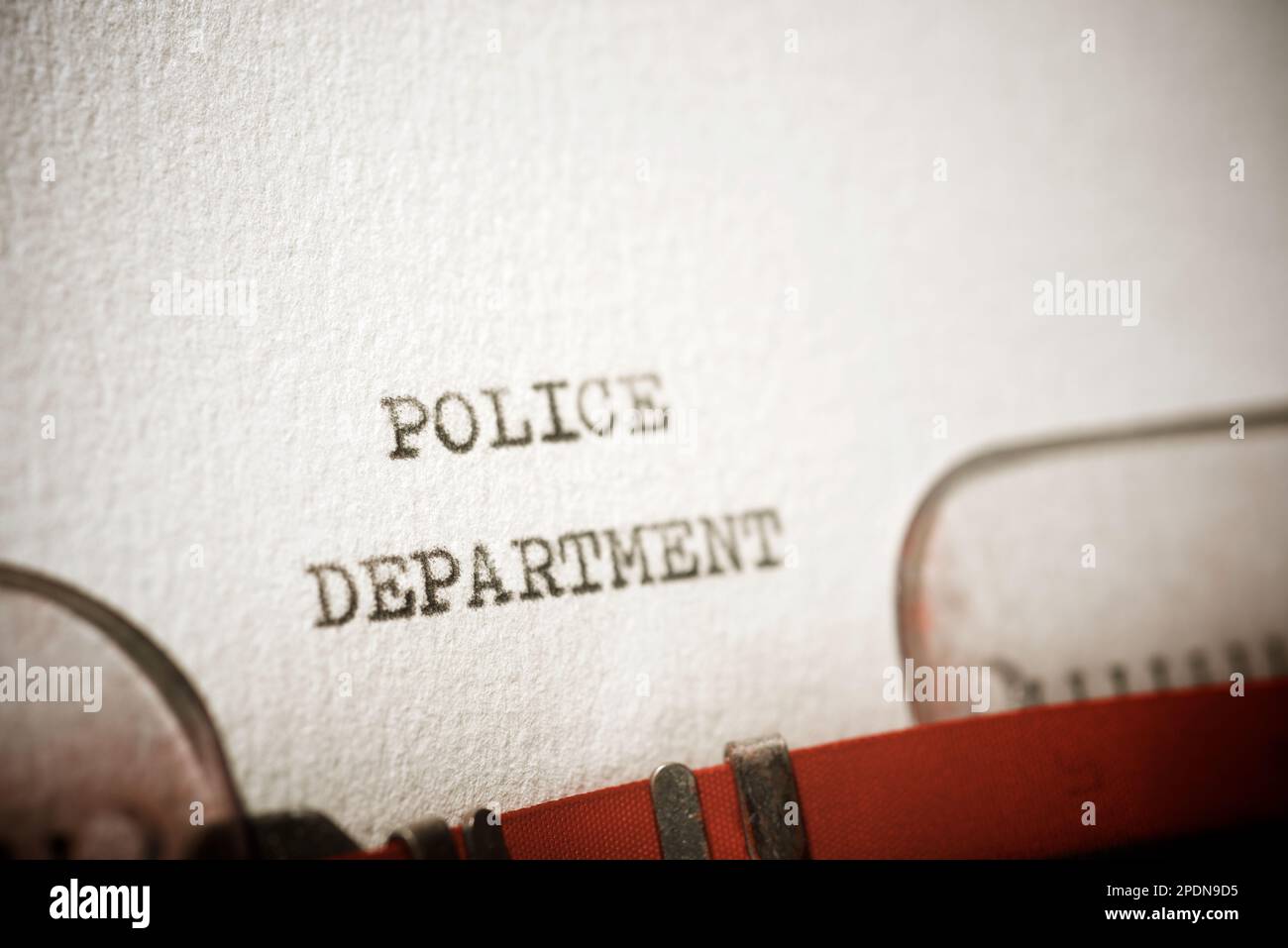 Police department text written with a typewriter Stock Photo - Alamy