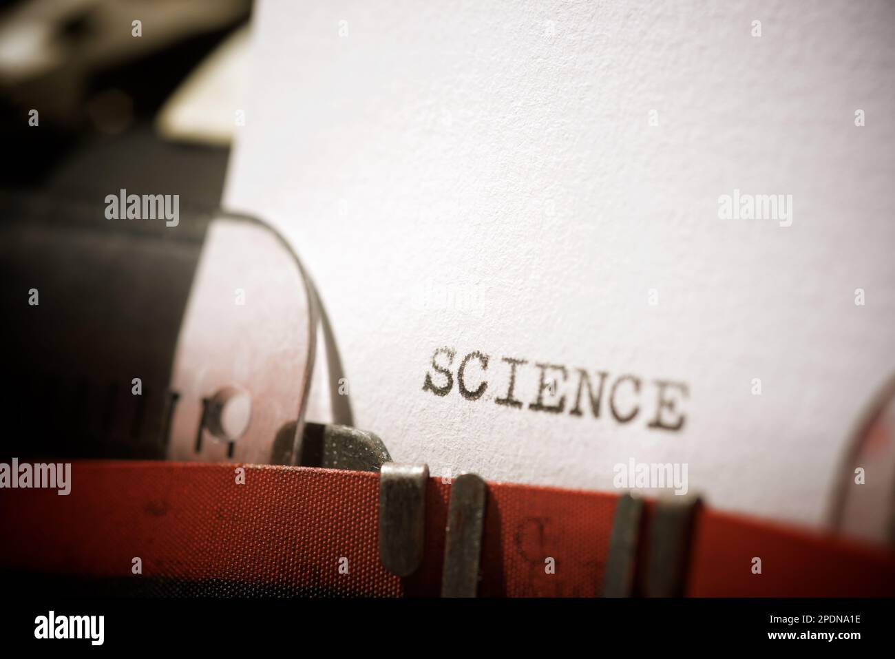 Science word written with a typewriter Stock Photo - Alamy