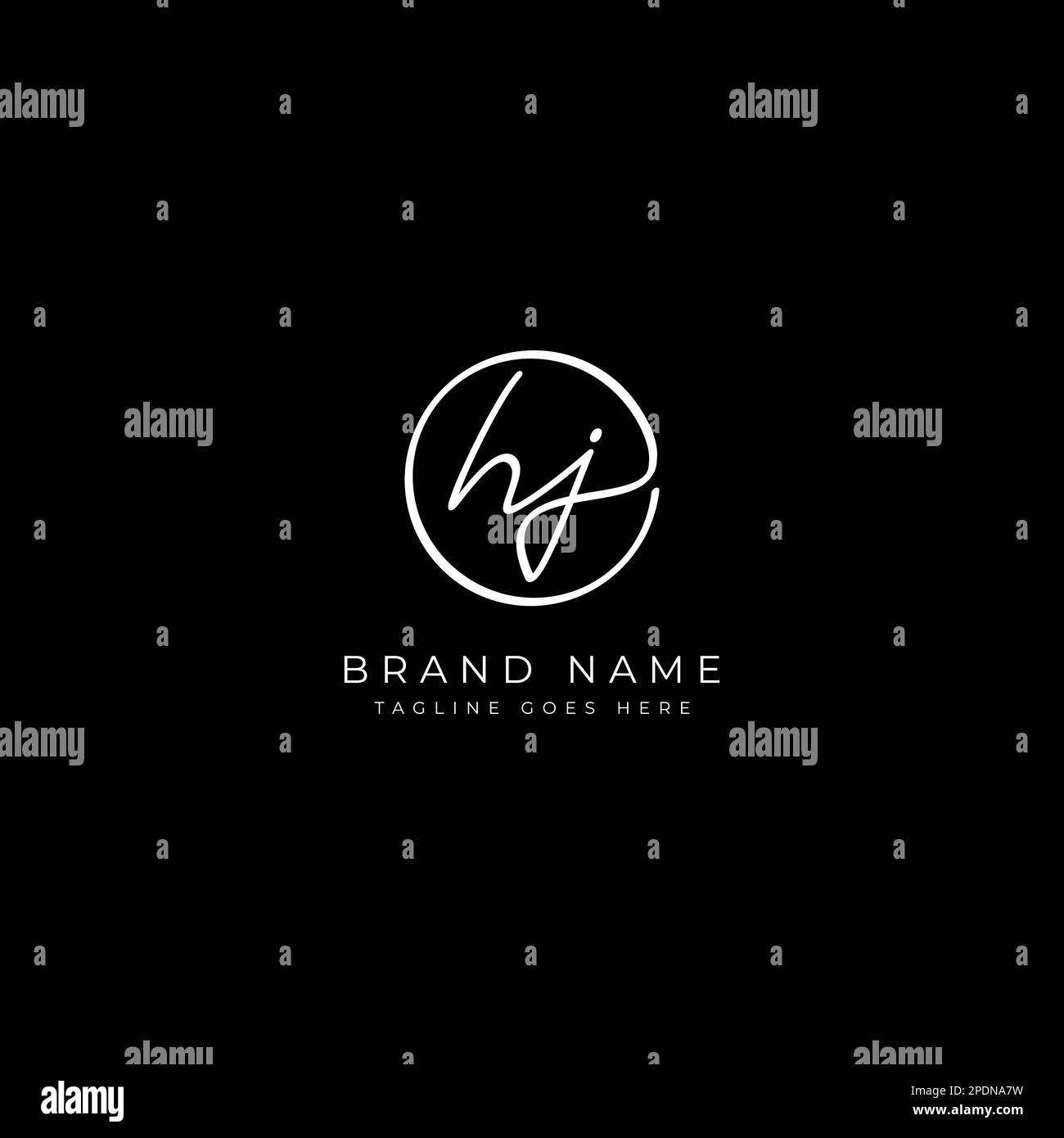 H J Hj Initial Letter Handwritten And Signature Vector Logo Business Template In Round Shape