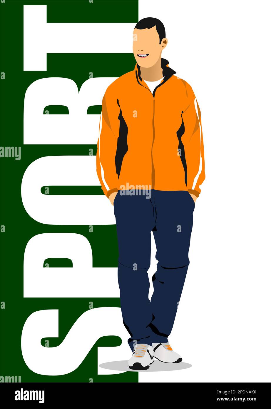 Young handsome sportsman. Teenager. Vector 3d illustration Stock Vector ...