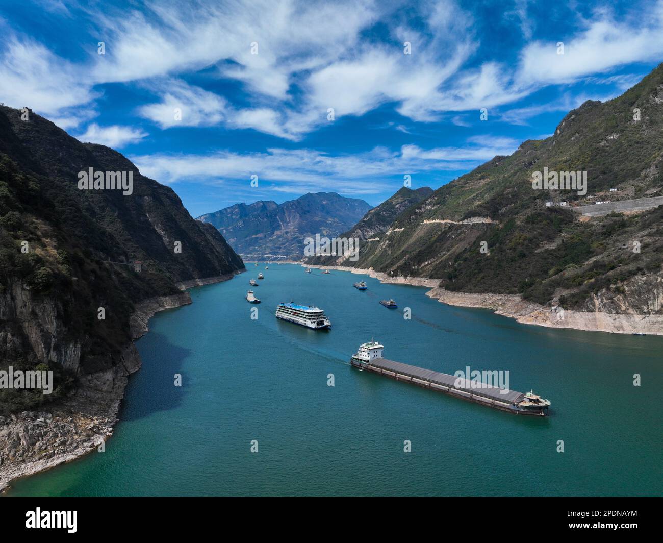 YICHANG, CHINA - MARCH 14, 2023 - Cargo ships sail in the waters of ...