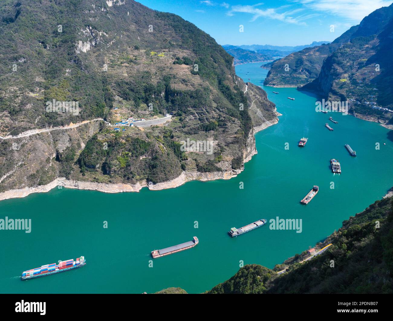 YICHANG, CHINA - MARCH 14, 2023 - Cargo ships sail in the waters of ...