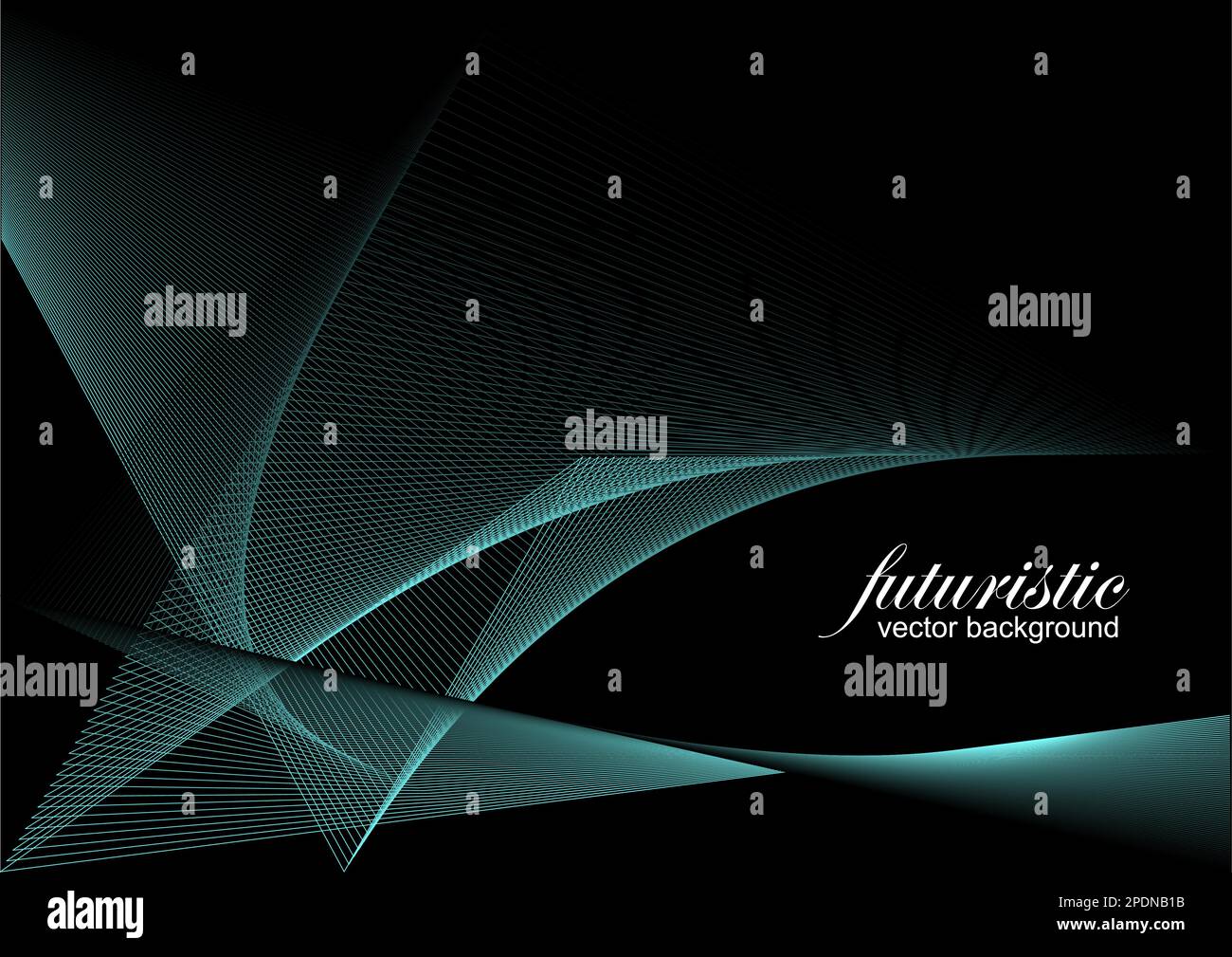 Abstract Black futuristic background with fractal horizon. 3d color ...