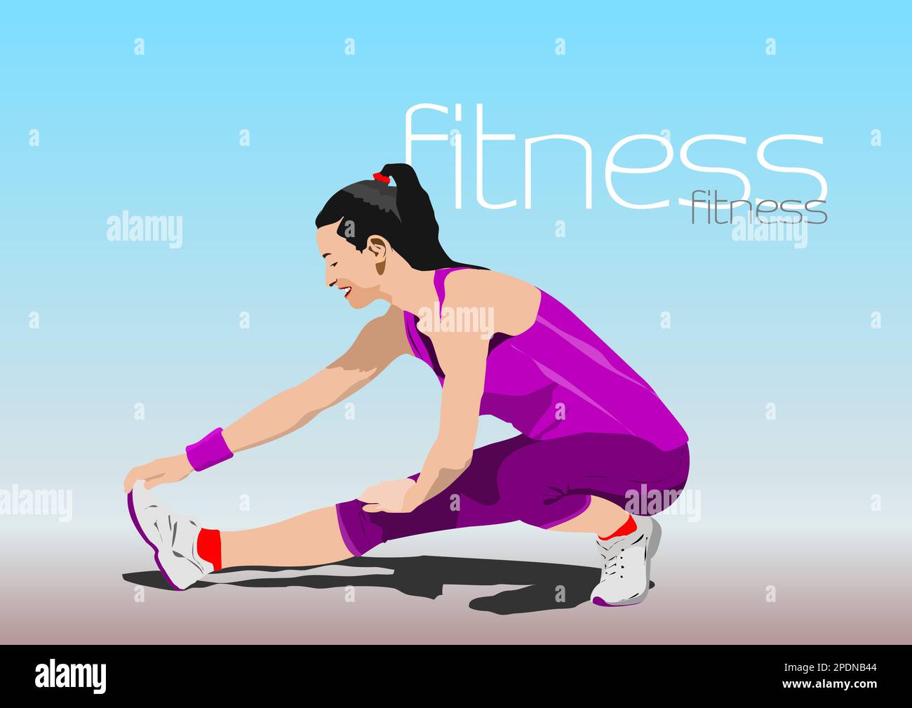 Silhouettes fitness exercises. Color 3d vector illustration Stock ...