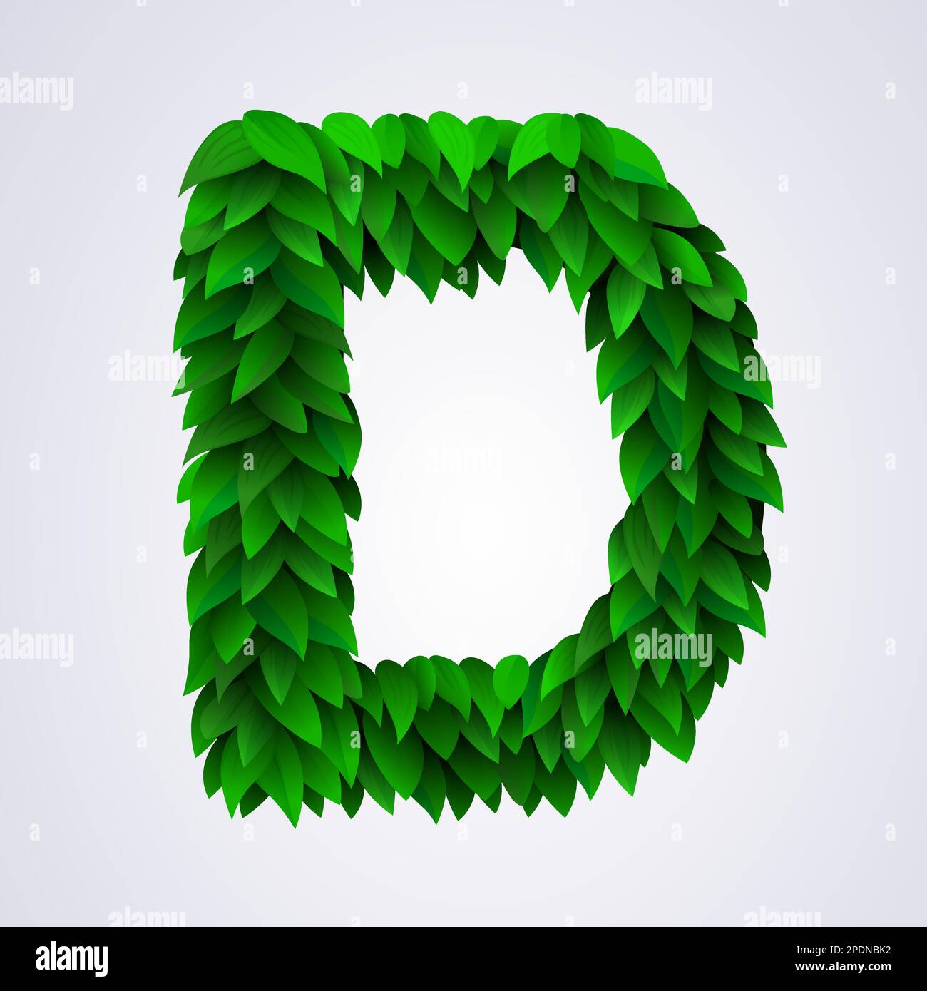 Alphabet letters made from fresh green leafs. Letter D. Vector ...