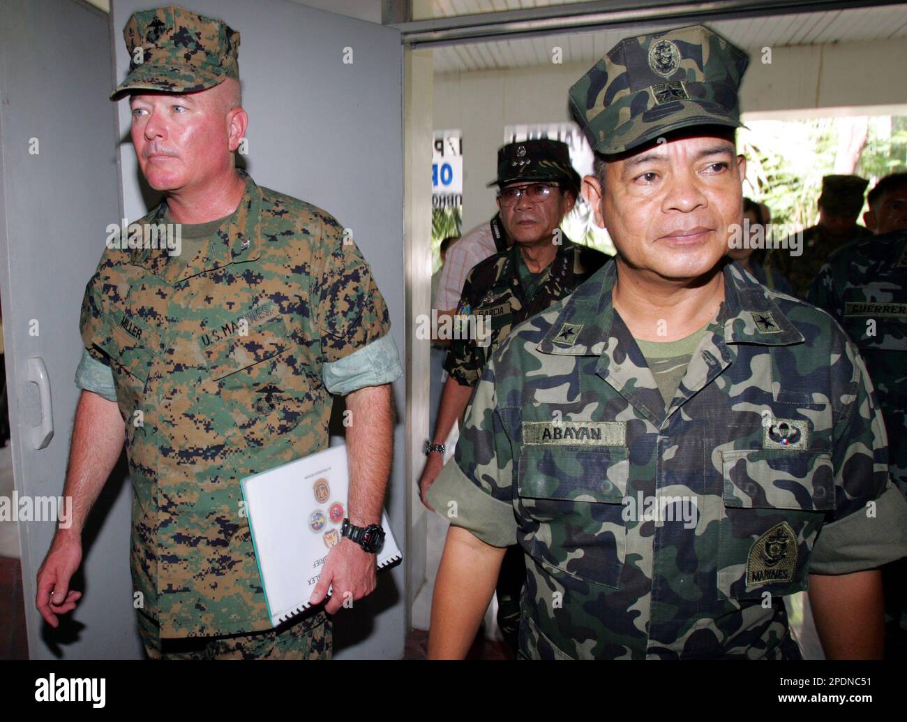 Philippine Marines Gen. Romeo Abayan, right, Filipino exercise director ...