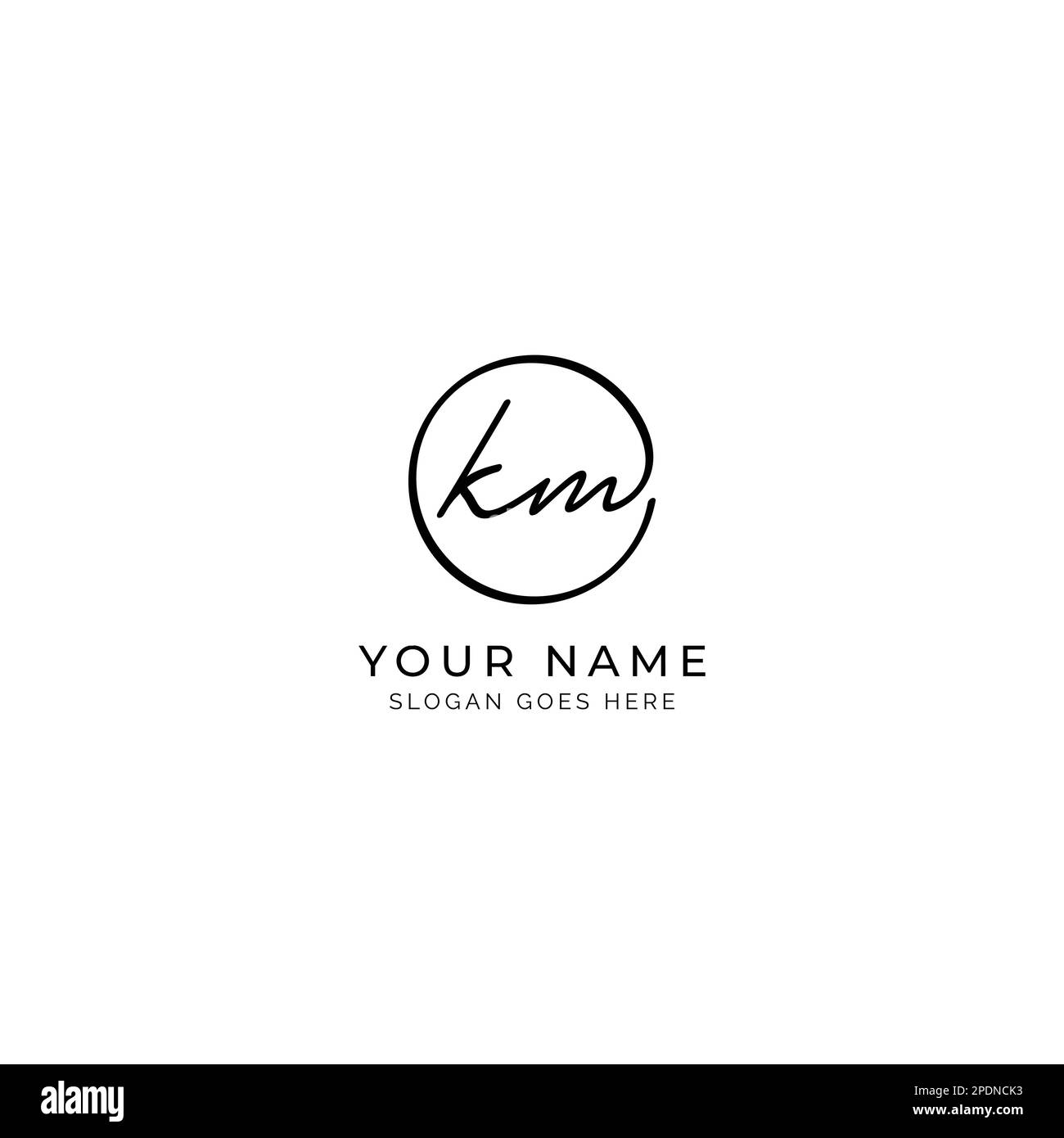 K, M, KM Initial letter handwritten and signature vector logo. Business ...
