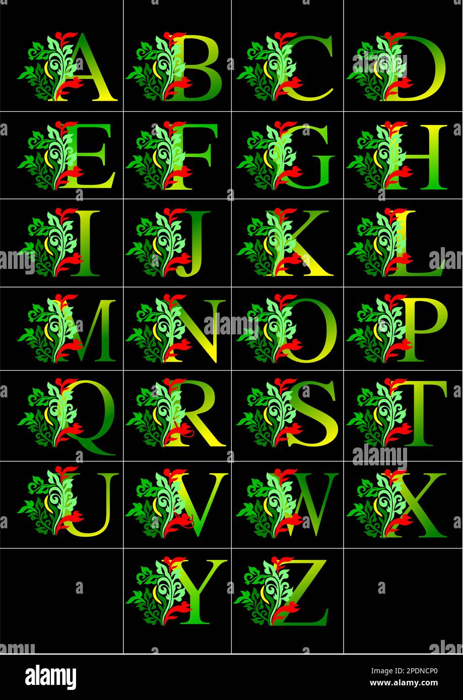 Forest Green Letters A Z Nature Word Of Green Leaf Alphabet Letter