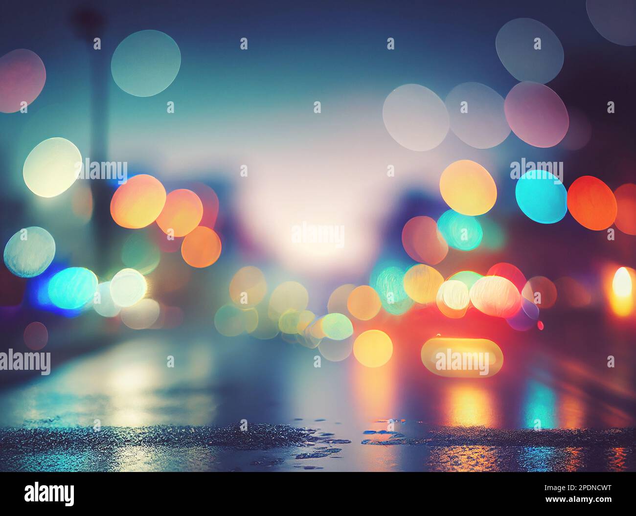 Street light reflection after rain at night hi-res stock photography ...