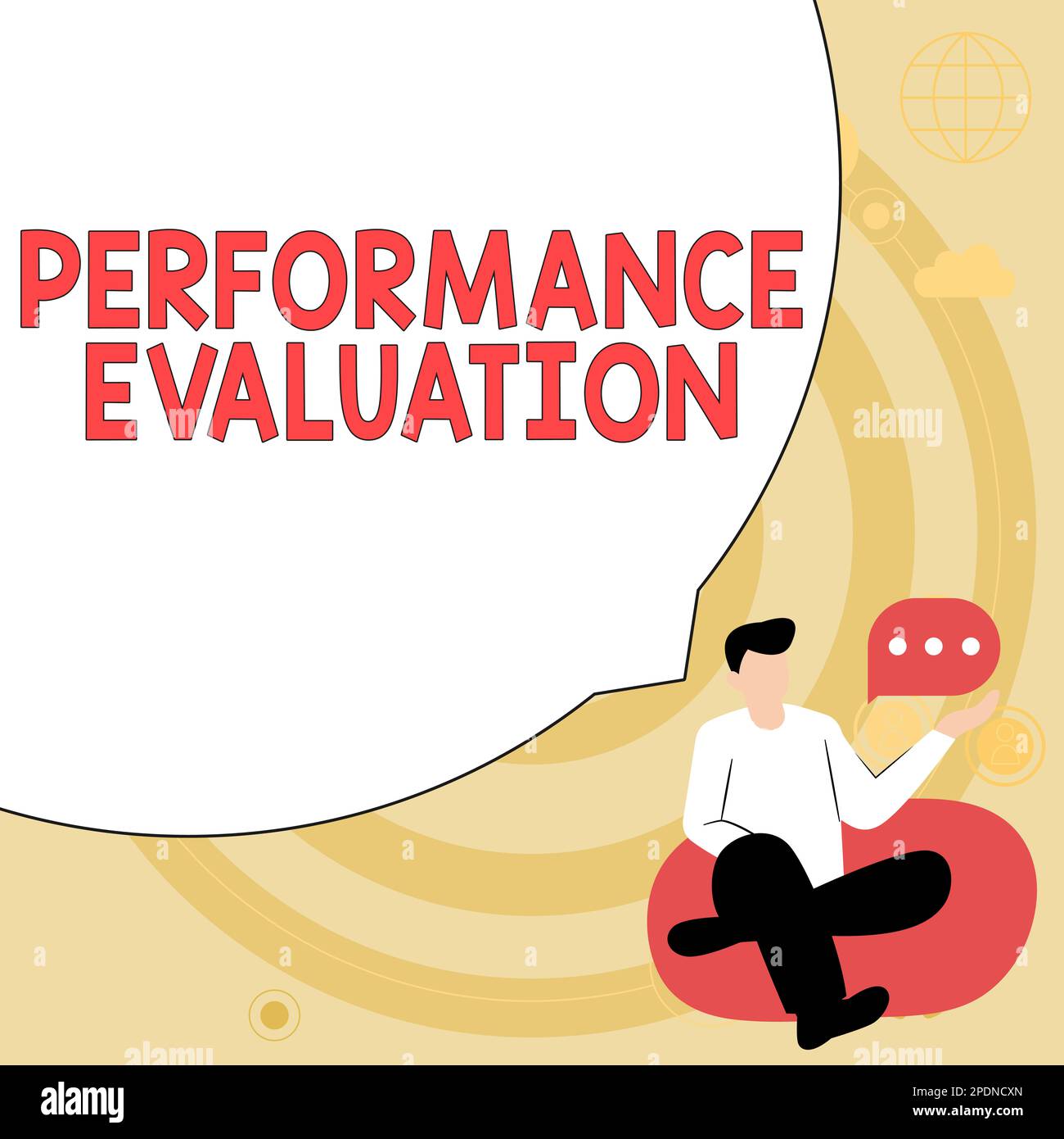 Writing displaying text Performance Evaluation. Word Written on the development and action ...