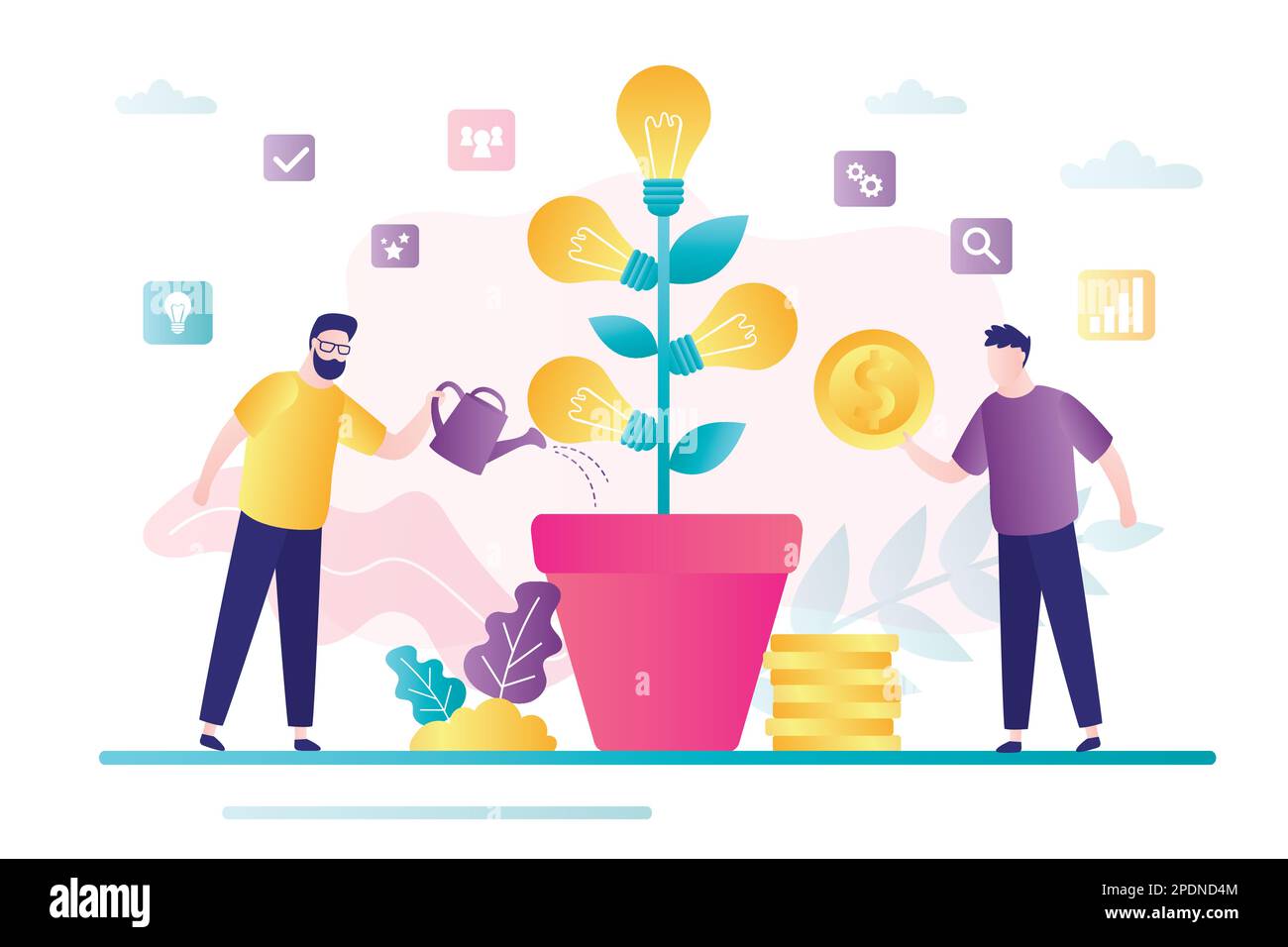 Crowdfunding money plant pot Stock Vector Images - Alamy