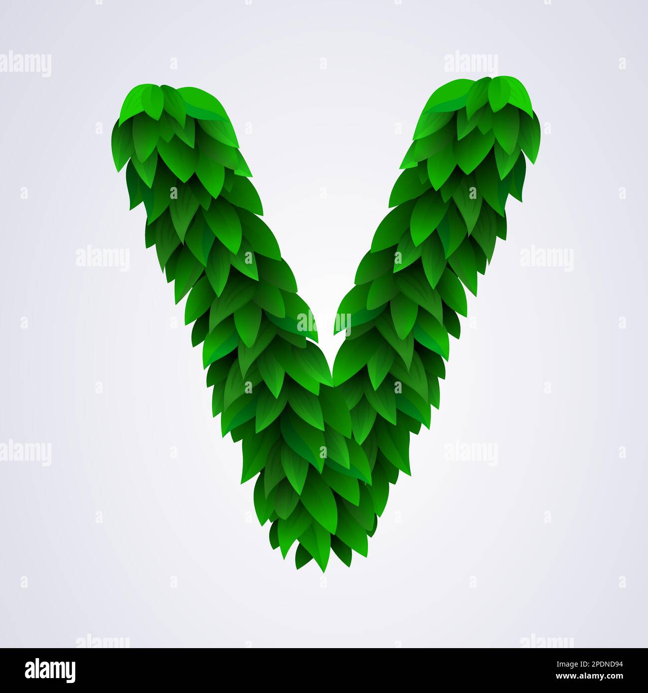 Alphabet letters made from fresh green leafs. Letter V. Vector ... Alphabet letters made from fresh green leafs. Letter V. Vector ...