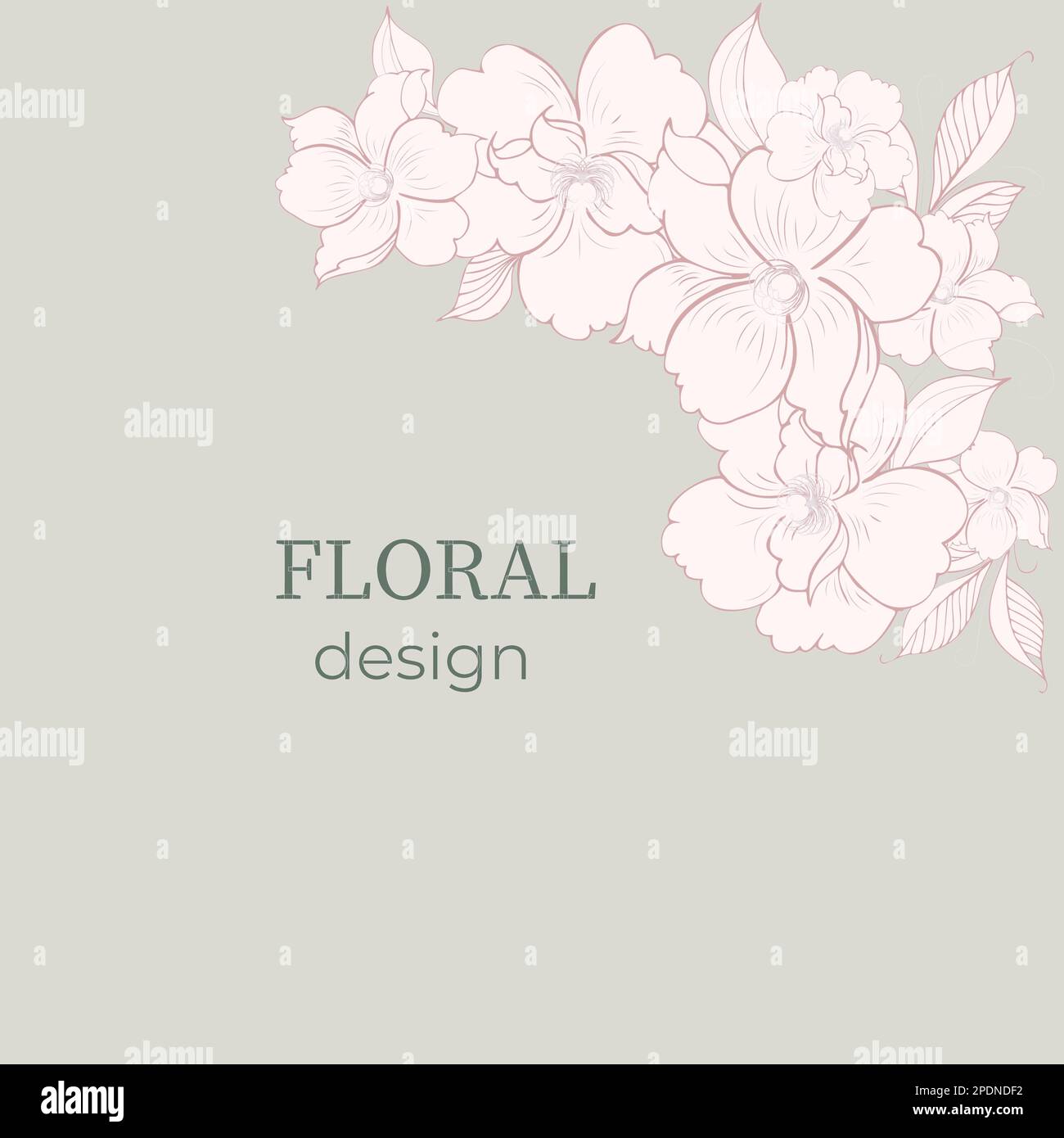 Elegant frame, background, floral wreath, hand drawn monogram with hand ...