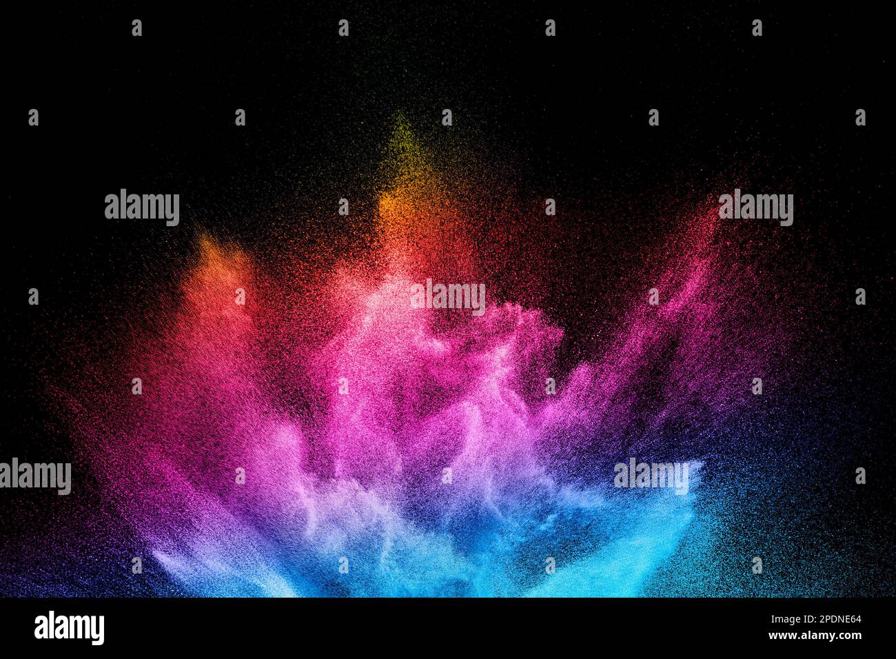 Multi colour powder explosion on black background. Launched colourful ...
