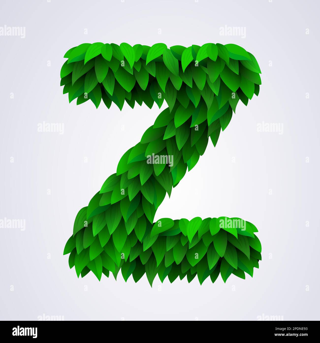Alphabet letters made from fresh green leafs. Letter Z. Vector ...