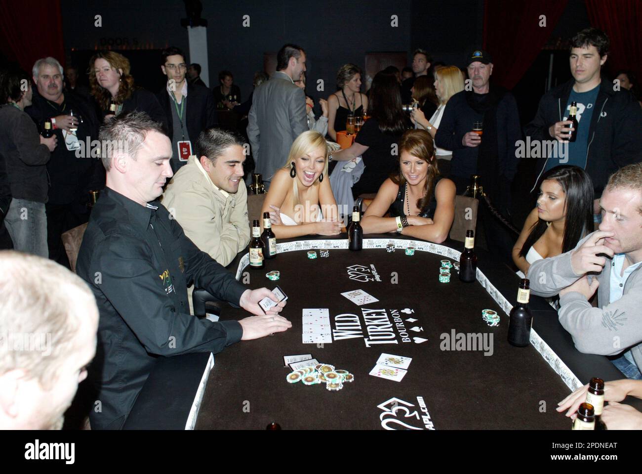 Laura Weston, Candice Falzon and poker competitors at the Wild Turkey ...