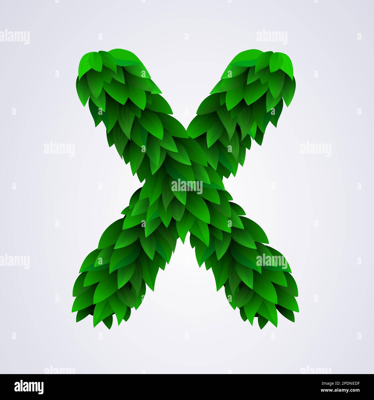 Alphabet letters made from fresh green leafs. Letter X. Vector ...