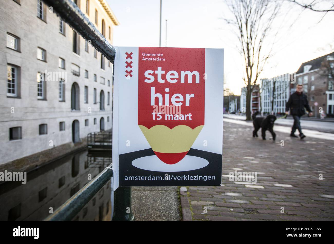 AMSTERDAM - Polling station signs for the Provincial States and Water ...