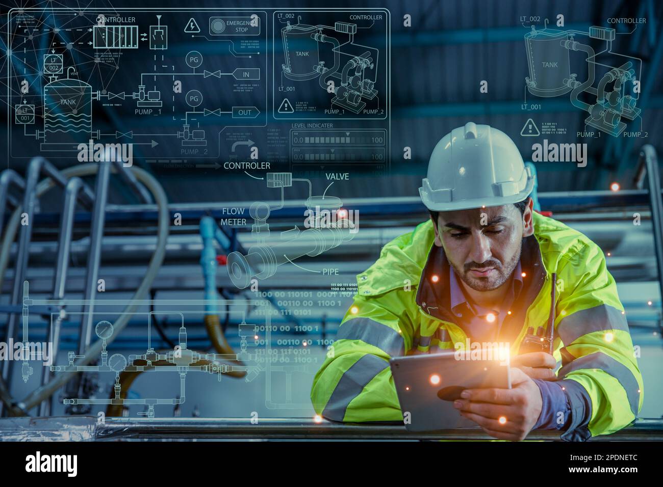 Smart Engineer learning new mechanical design from internet tablet for ...