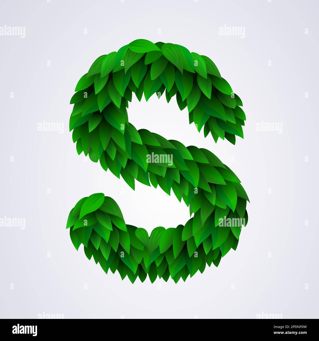 Alphabet letters made from fresh green leafs. Letter S. Vector ...