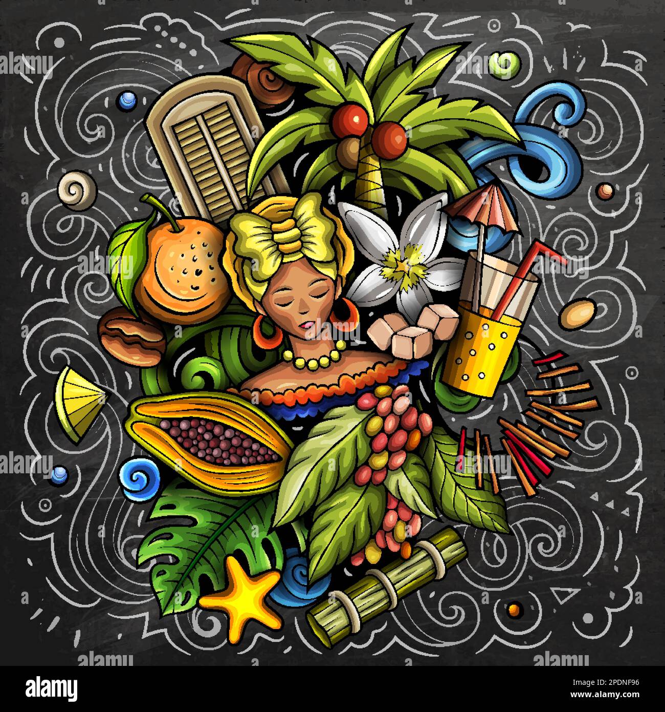 Cuba cartoon doodle illustration. Funny Cuban design. Creative vector ...