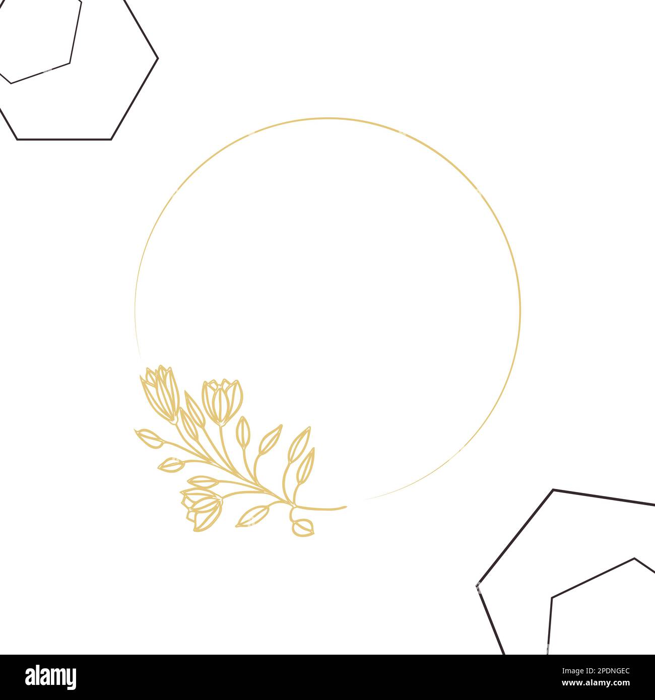 Elegant frame, background, floral wreath, hand drawn monogram with hand ...