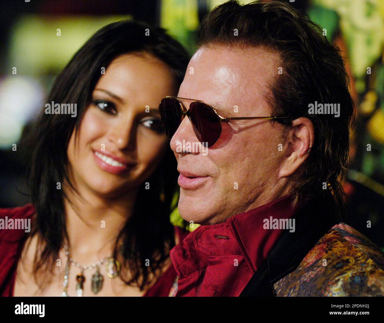 Mickey Rourke, one of the stars of the new film "Domino," arrives with ...