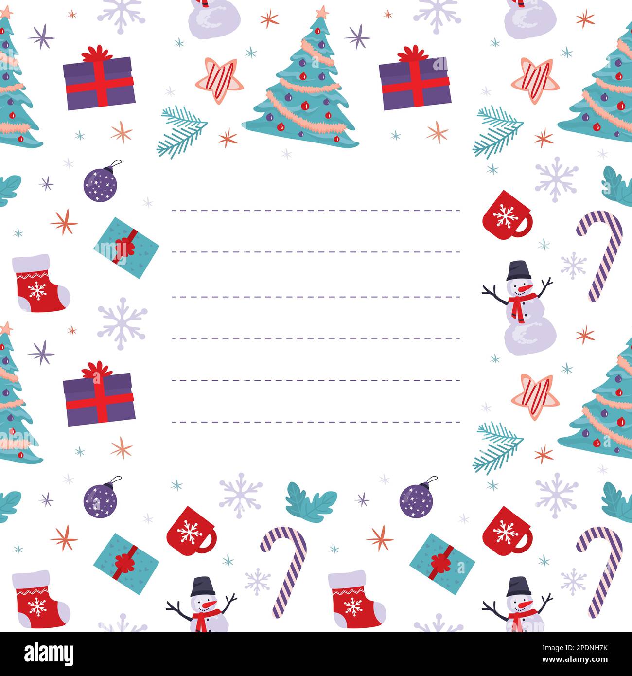 Christmas and new year greeting card. Funny attributes of Xmas ...