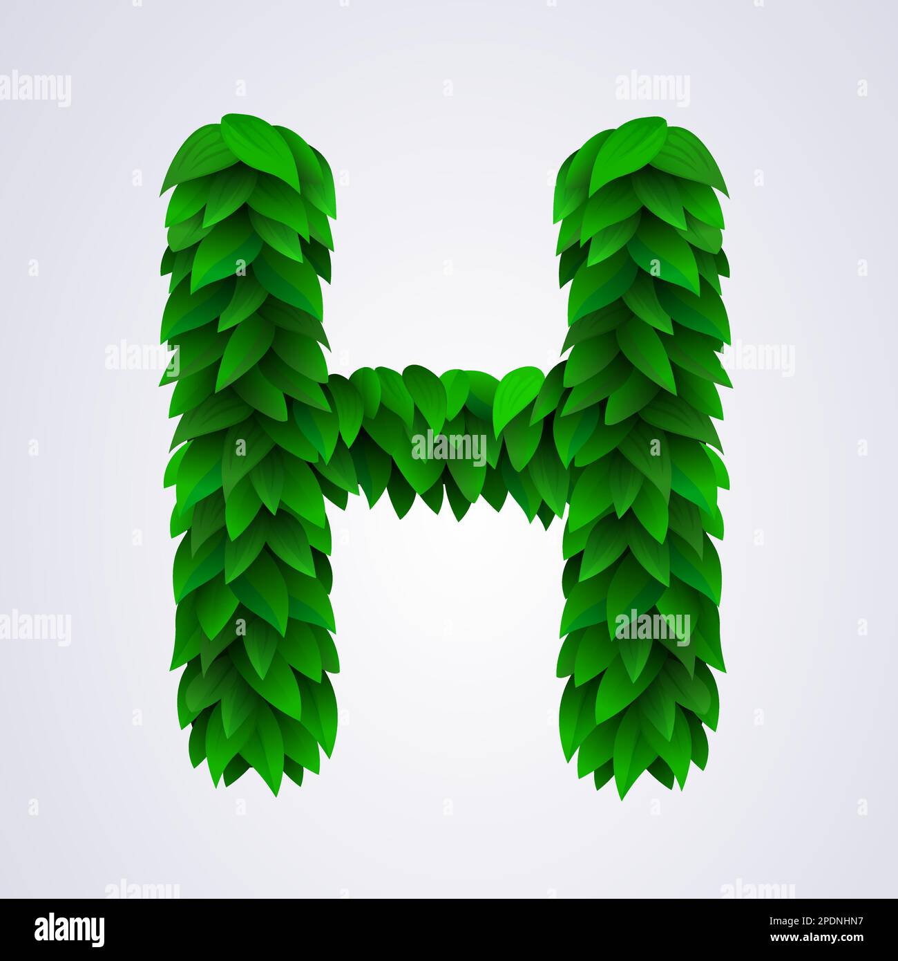 Alphabet letters made from fresh green leafs. Letter H. Vector ...