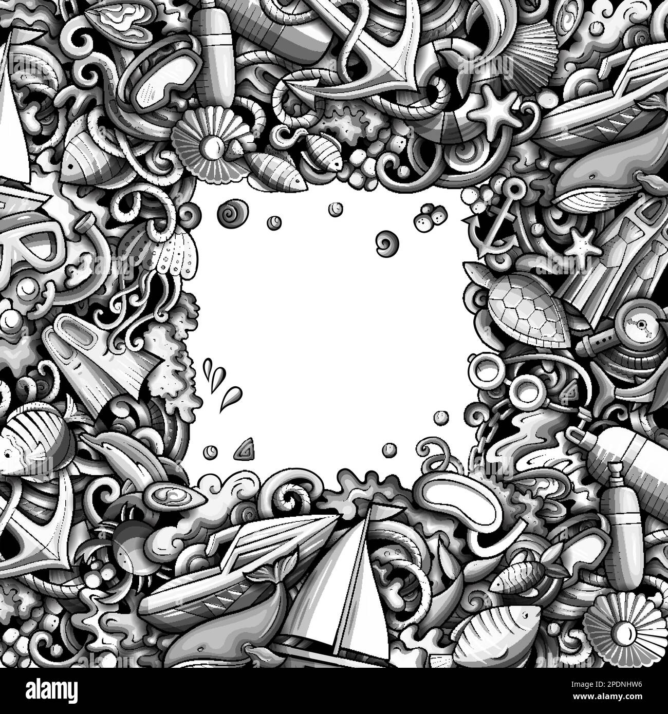 Diving cartoon vector doodles illustration. Dive frame design. Water ...