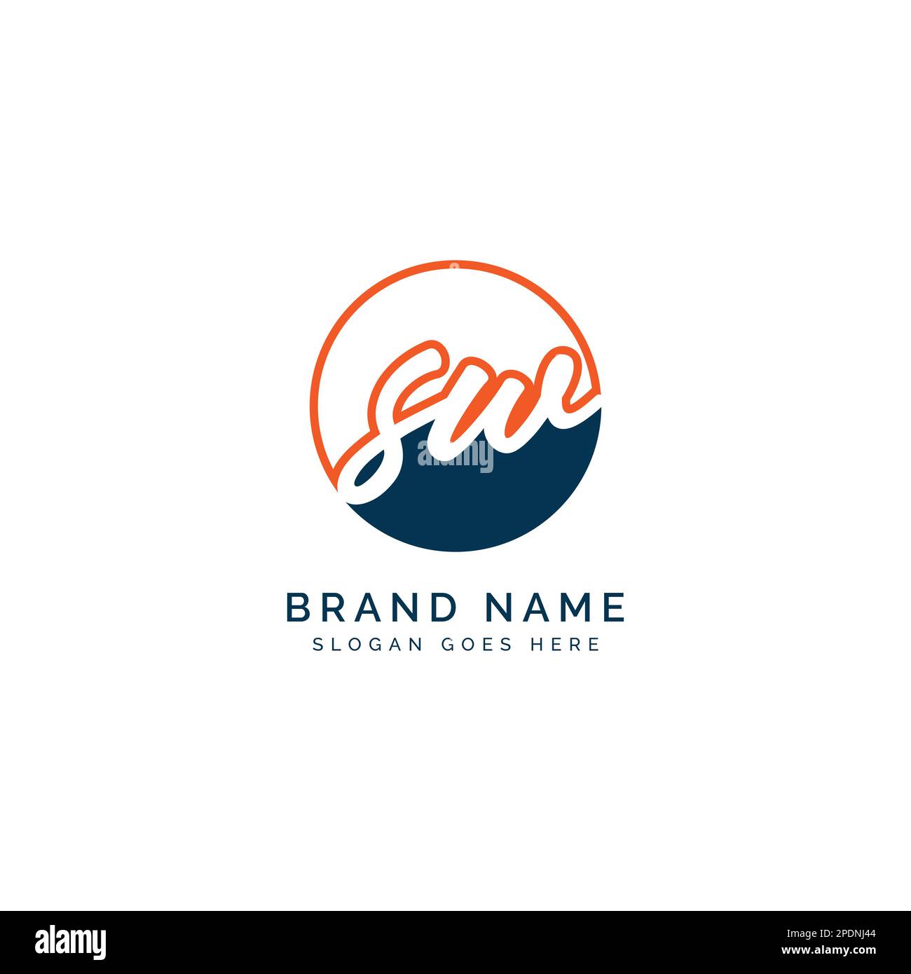 S, W, SW Initial letter handwritten and signature vector image template in round shape logo ...