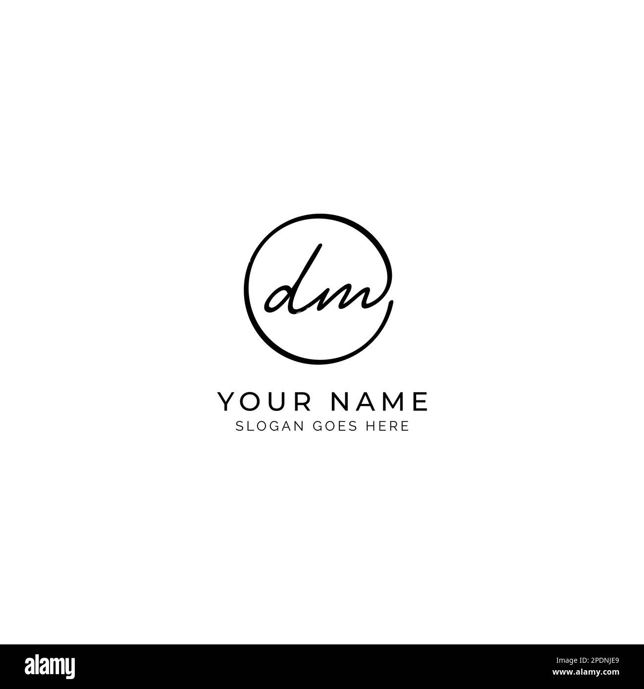 D, M, DM Initial letter handwritten and signature vector logo. Business template in round shape ...