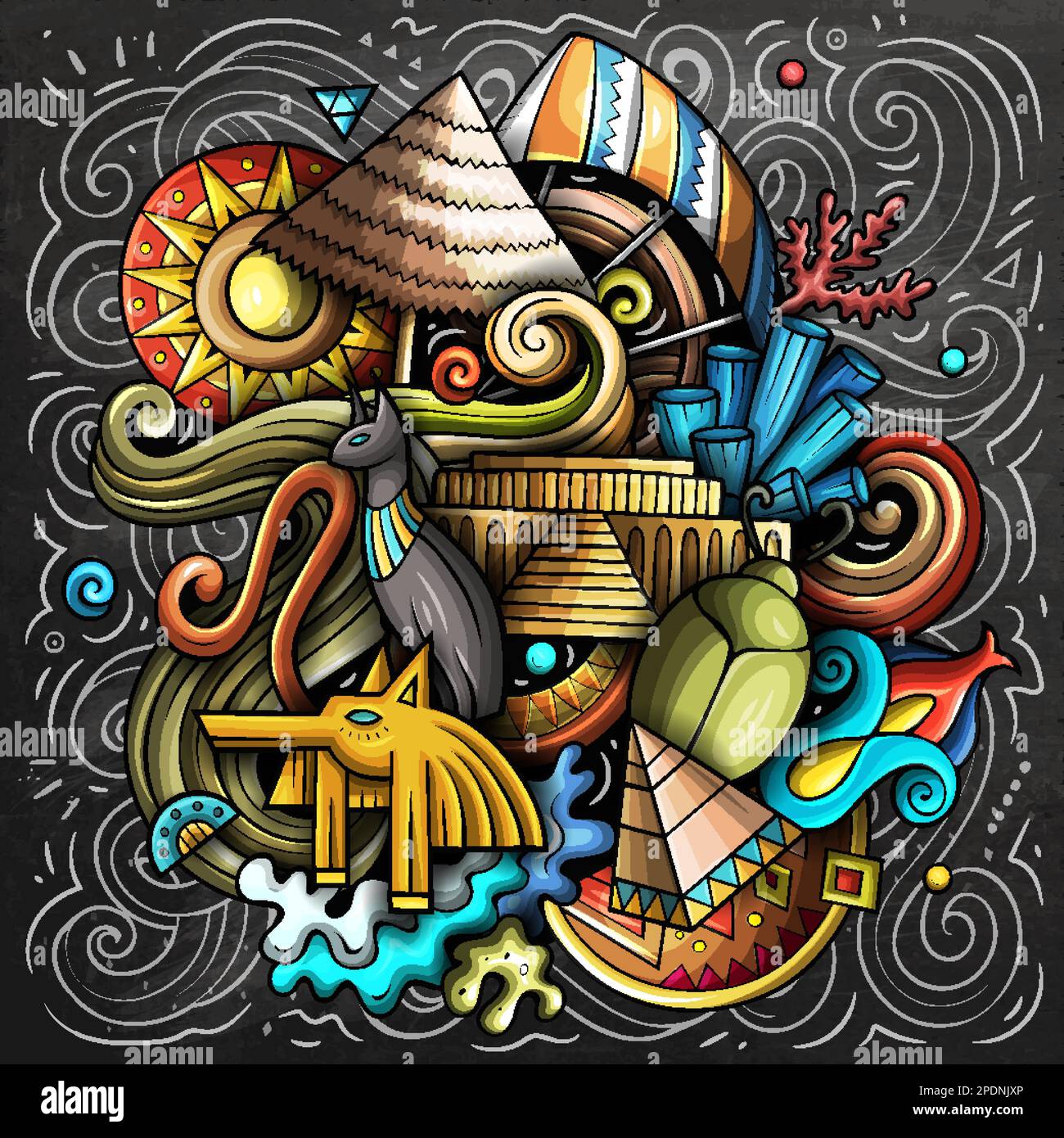 Egypt cartoon doodle illustration. Funny design. Creative vector ...