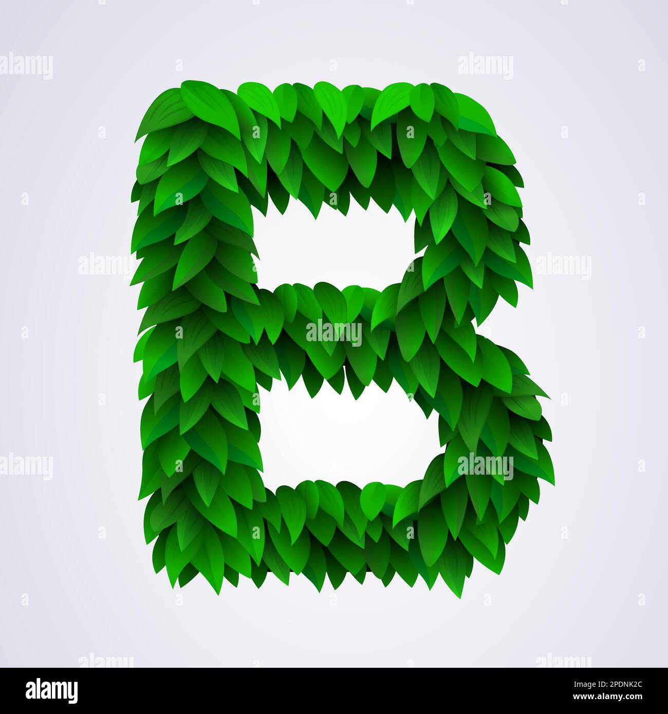 Alphabet letters made from fresh green leafs. Letter B. Vector illustration Stock Vector Image ...