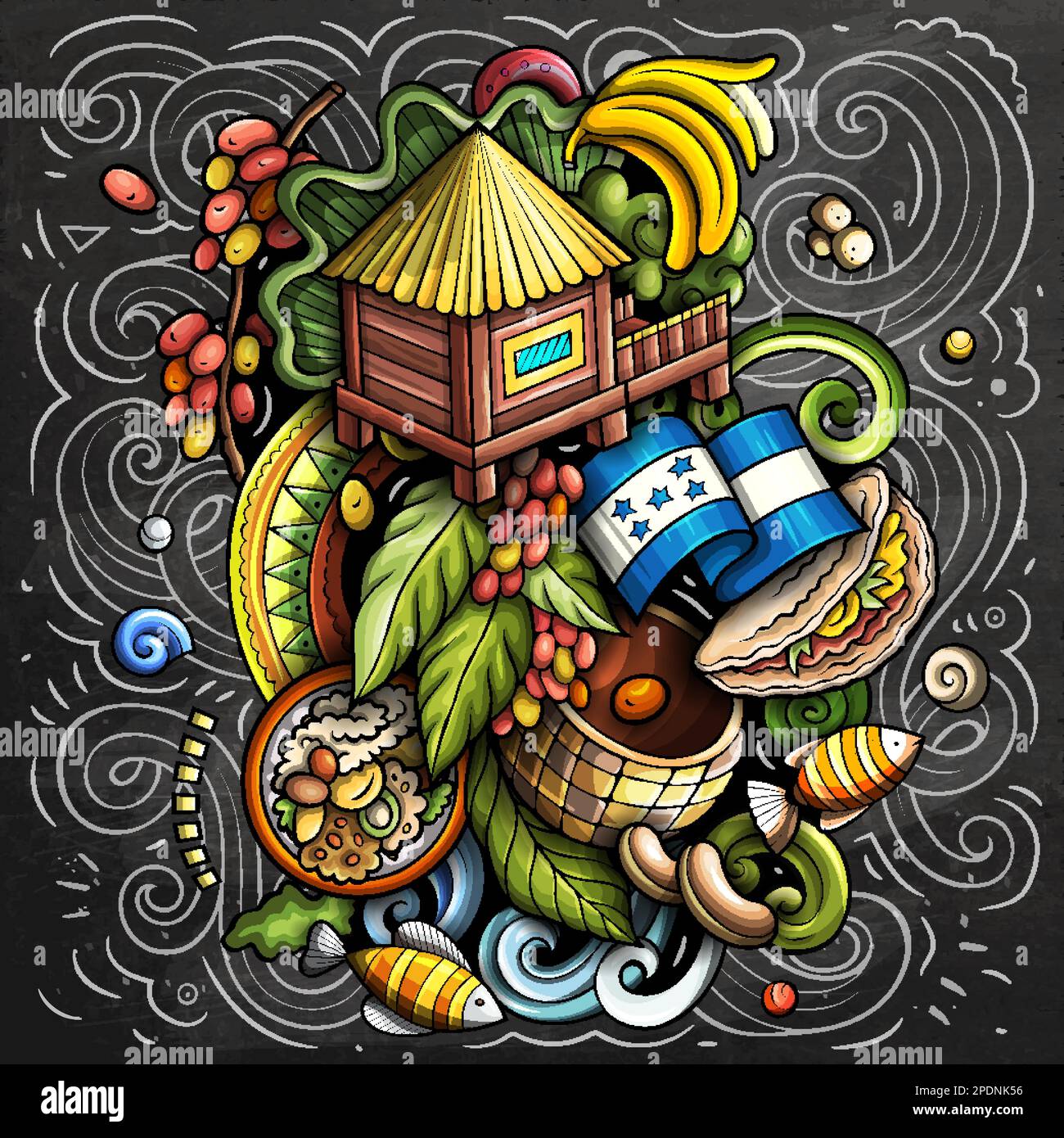 Honduras cartoon doodle illustration. Funny Honduran design. Creative ...