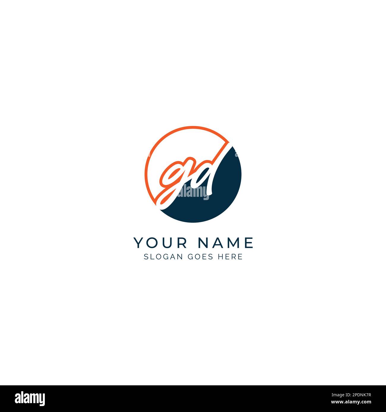 G, D, GD Initial letter handwritten and signature vector image template in round shape logo ...