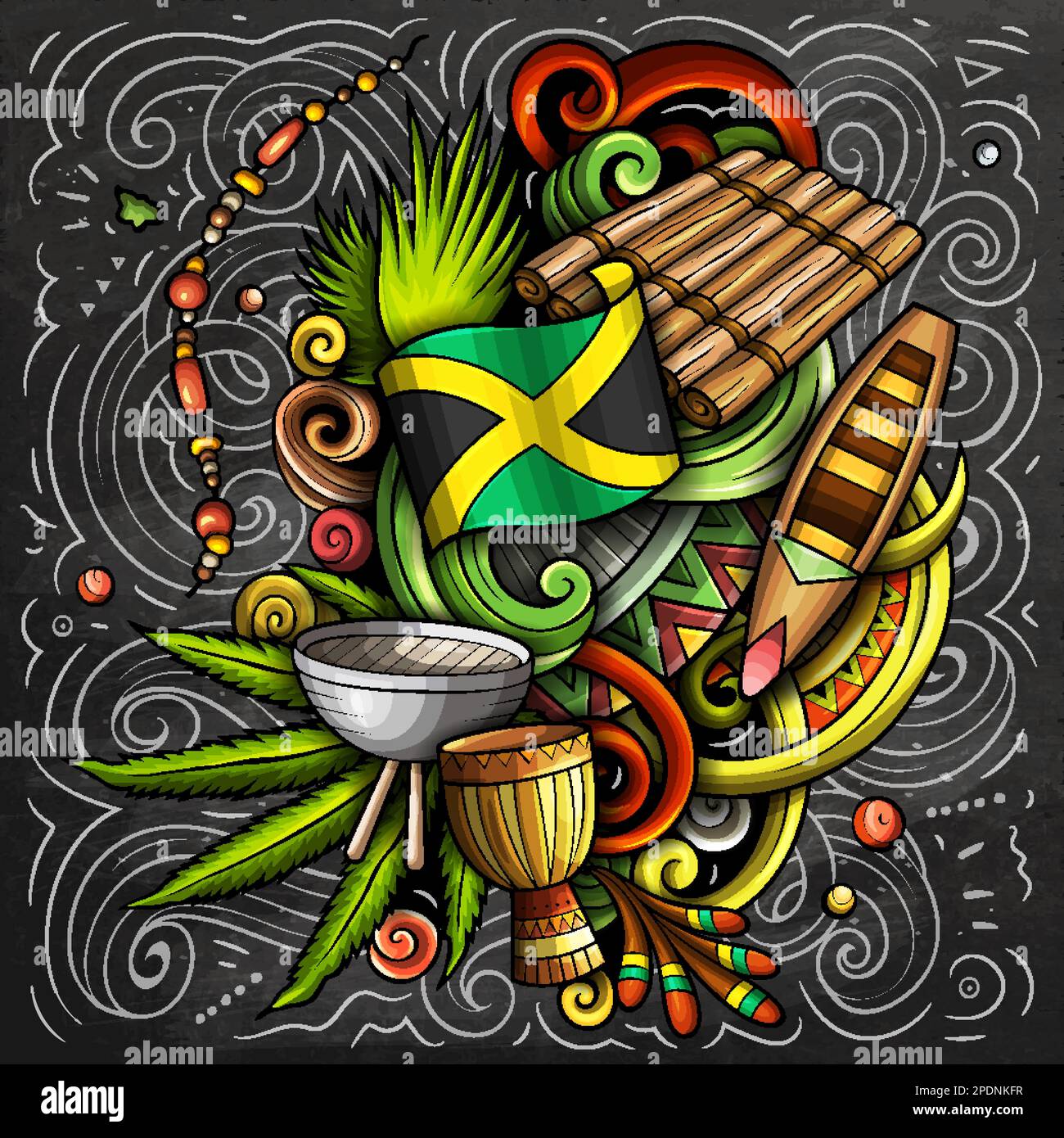 Jamaican cartoon doodle illustration. Funny Cuban design. Creative ...