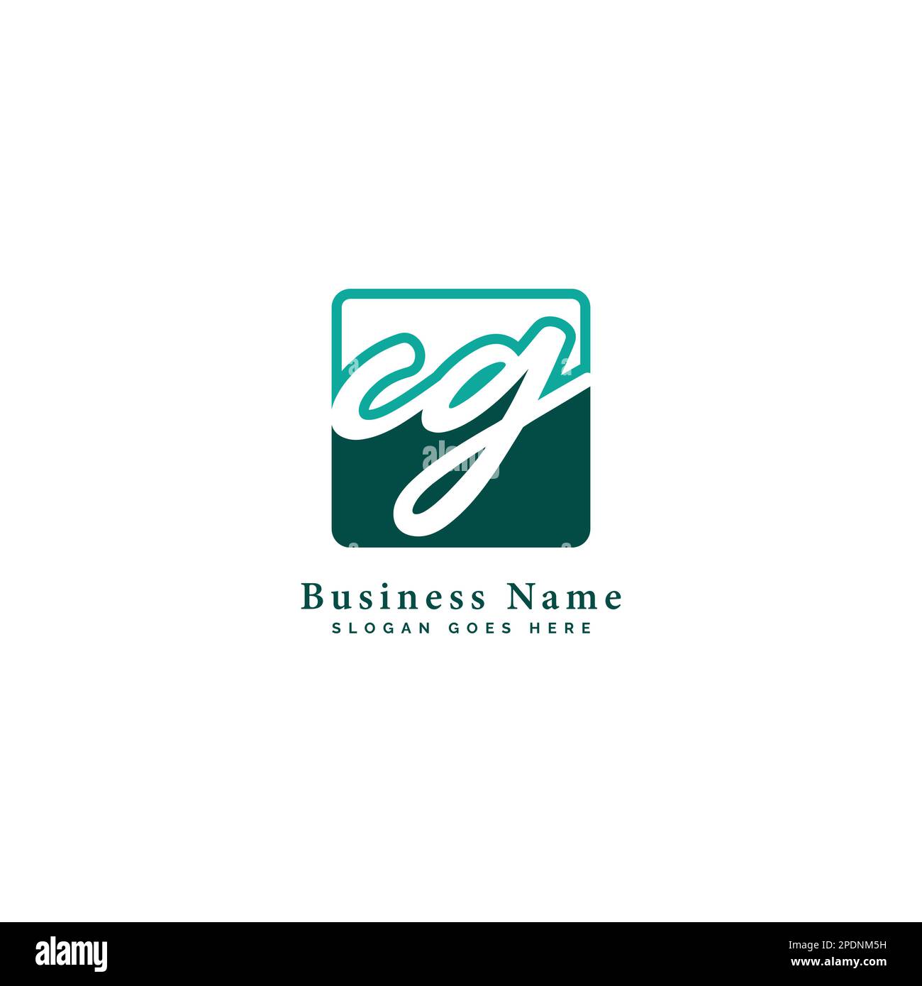 C G Cg Initial Letter Handwritten And Signature Vector Image Template In Square Shape Logo