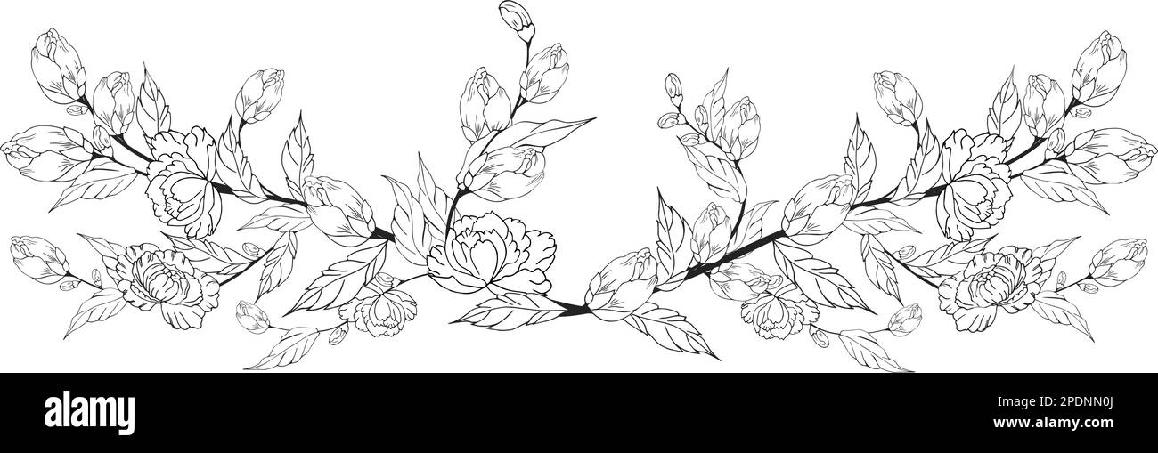 Gentle floral background from flower branches and buds, flower ...