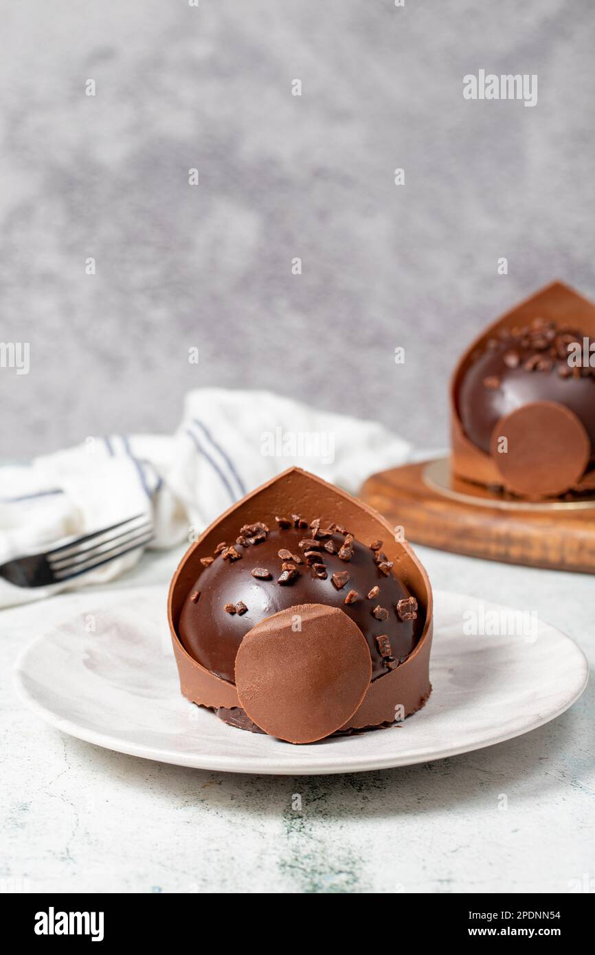 Chocolate cake. Bakery desserts. Delicious round portion cake with ...