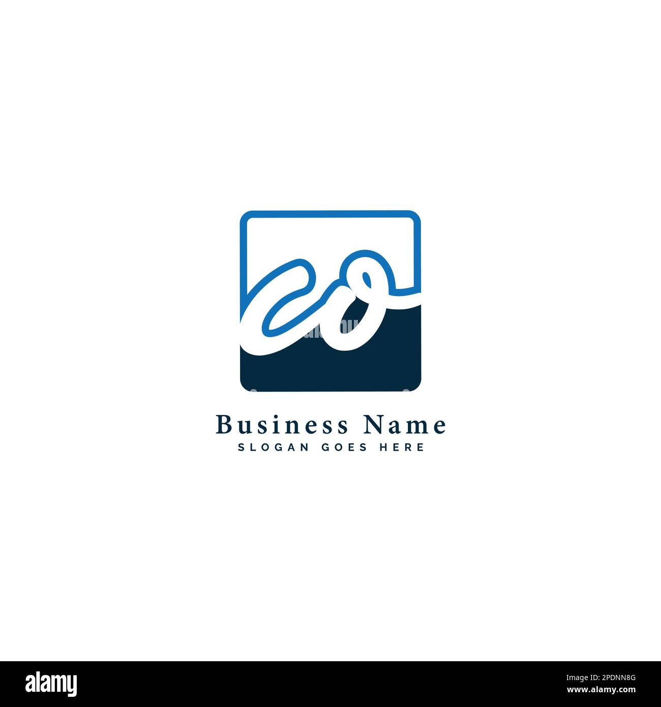C O Co Initial Letter Handwritten And Signature Vector Image Template In Square Shape Logo