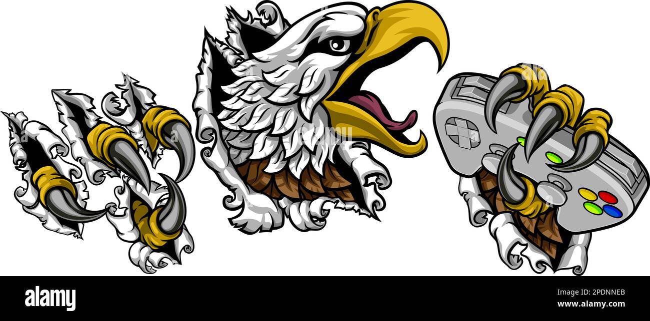 Bald Eagle Hawk Gamer Video Game Controller Mascot Stock Vector Image ...