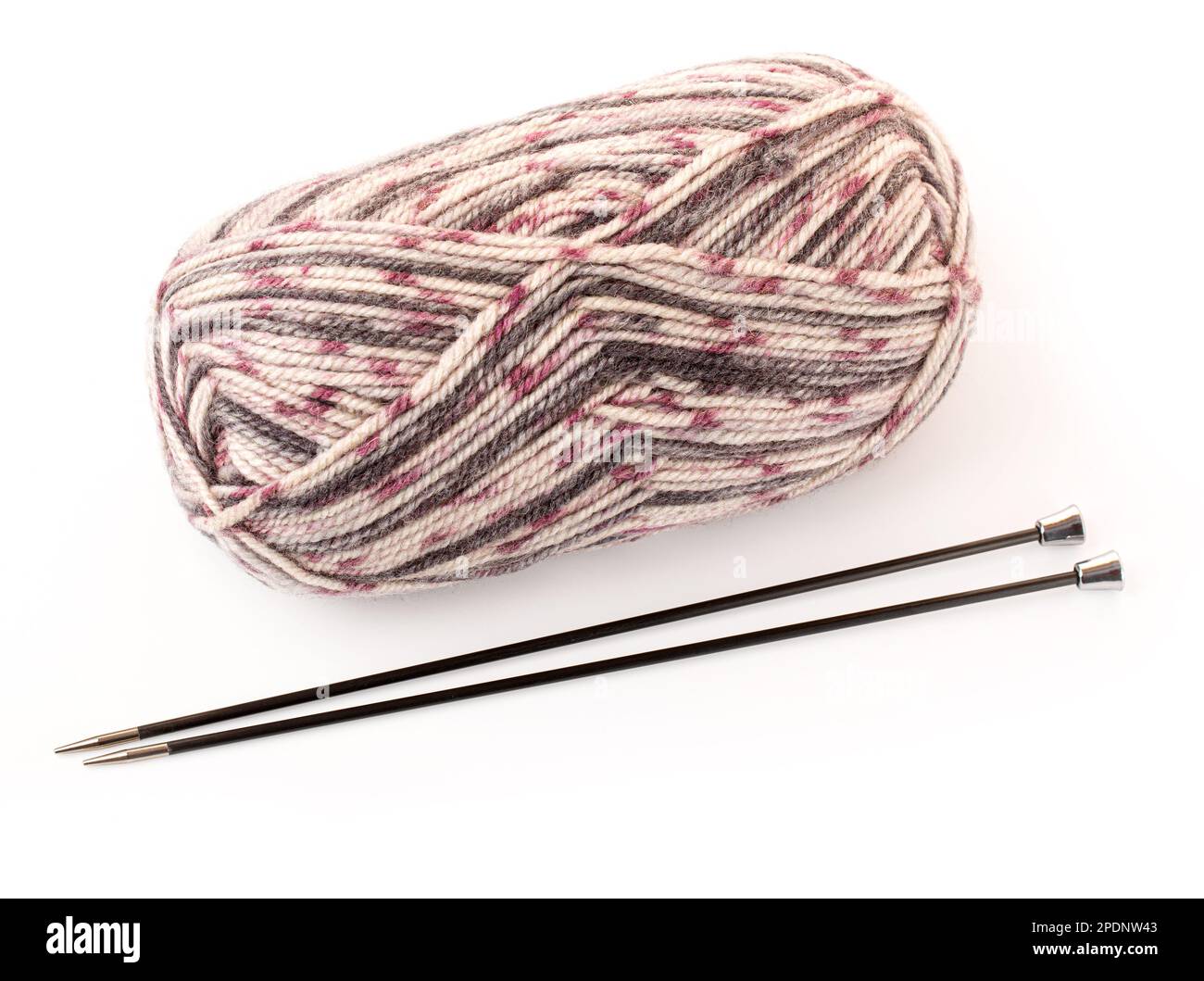 threads and knitting needles isolated on white background Stock Photo ...