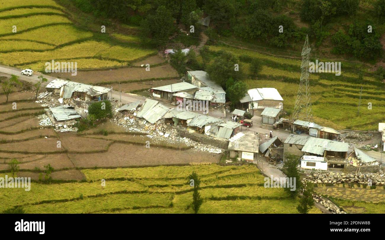 An aerial view of quake-hit area of Balakot, 200 kilometers (125 miles ...
